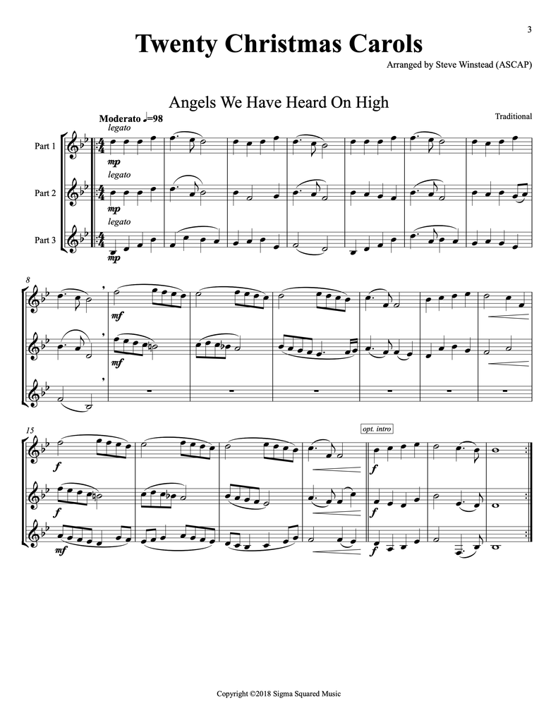 Twenty Christmas Carols for Flexible Woodwind Trio – Sigma Squared Music