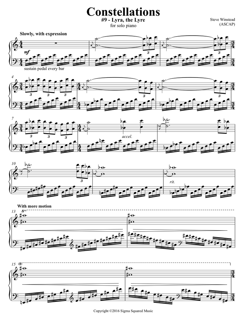 Constellations: #9 - Lyra, The Lyre for Solo Piano – Sigma Squared Music